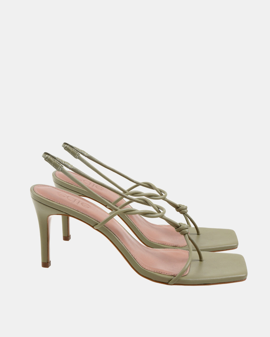 The Betty knot heel - Sage. Vegan leather shoes by edie collective